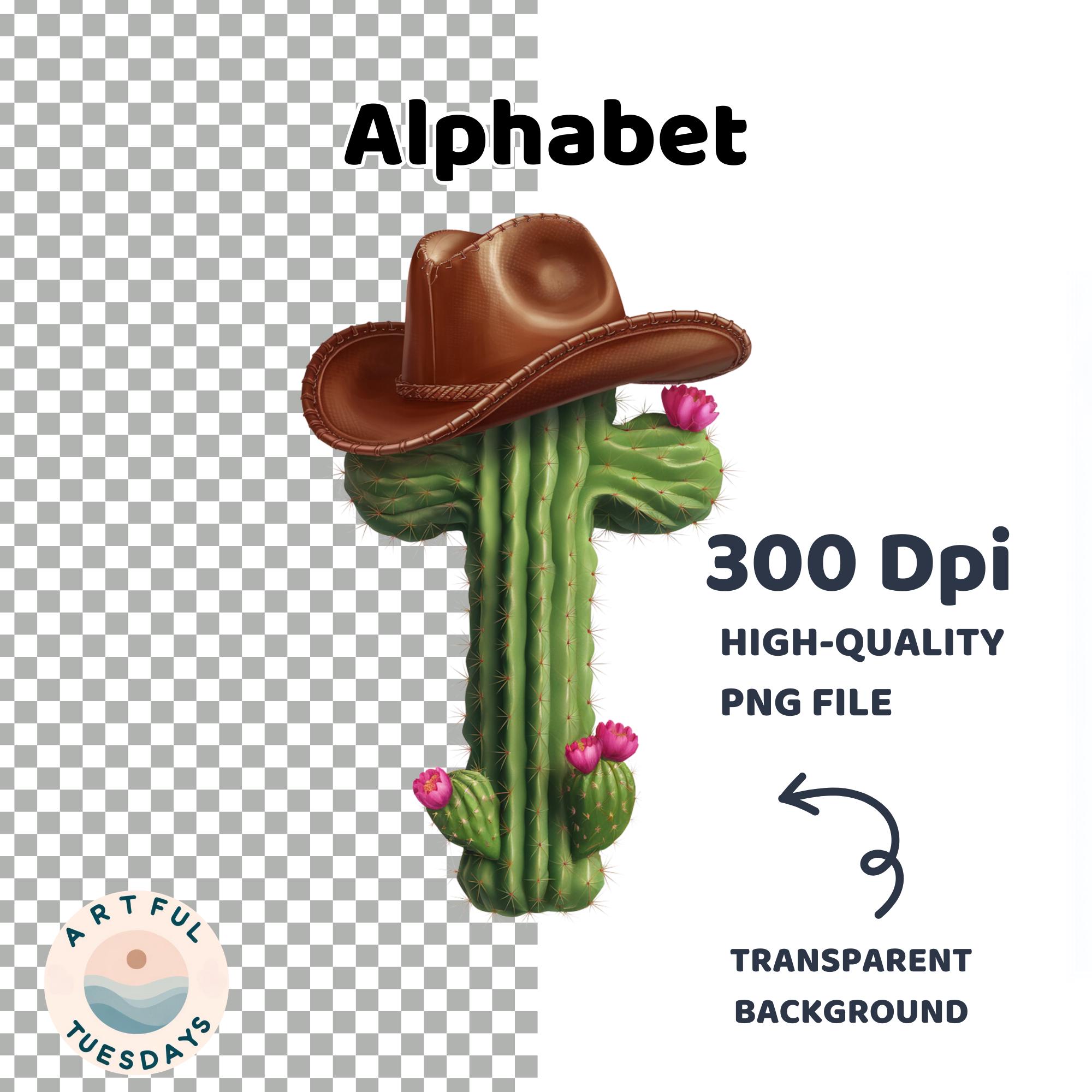 Cactus Cowboy Alphabet Clip Art A-Z & 0-9 | Western Theme PNG | 300 DPI ...