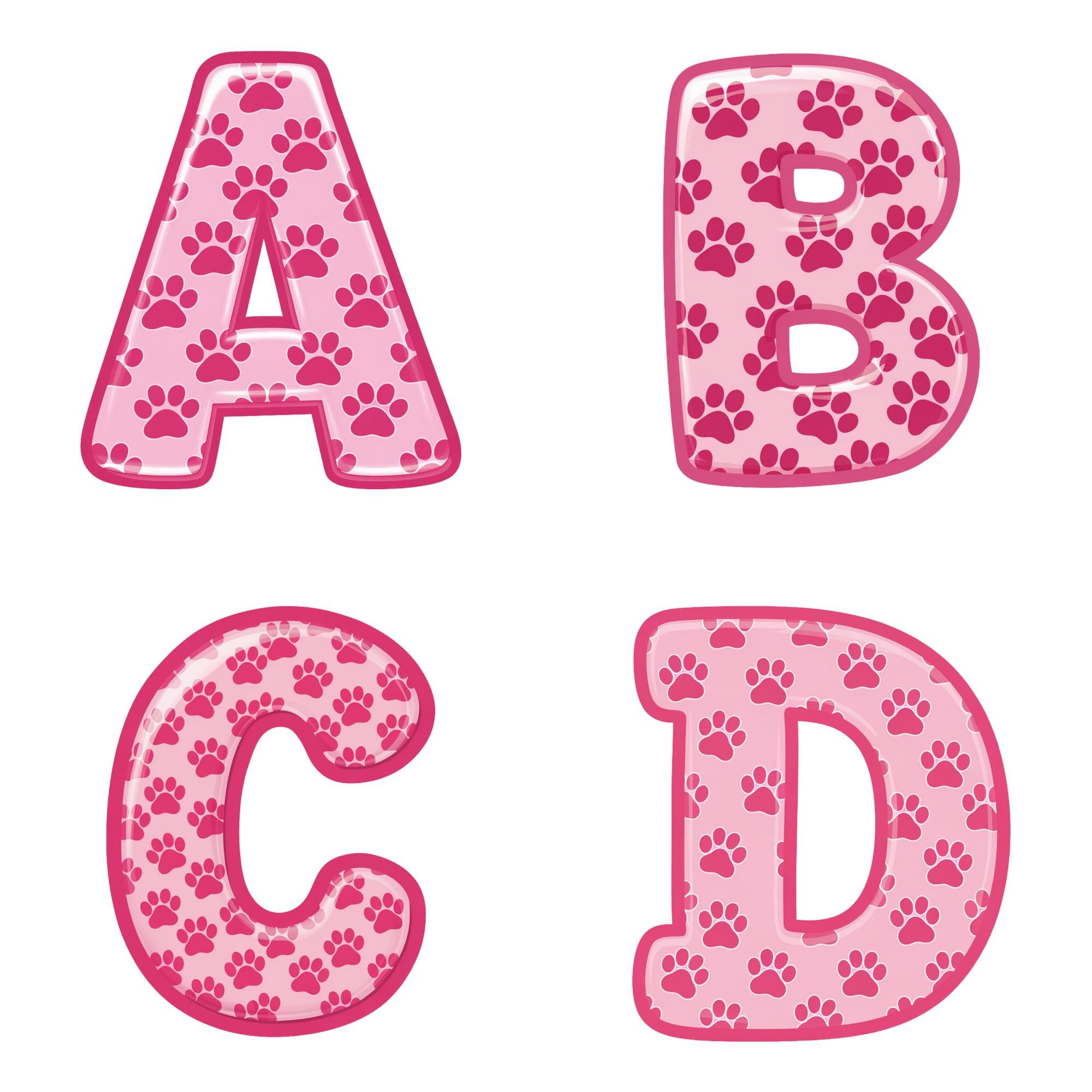 Pink Paw Print Alphabet & Numbers Clip Art (digital Download) - Etsy