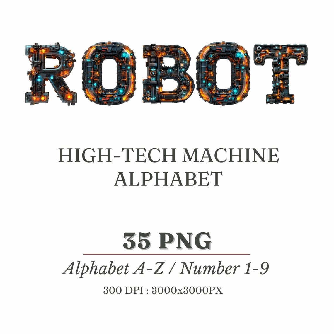 Industrial Alphabet PNG: High-tech Machine Letters & Numbers (digital ...
