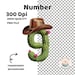 Cactus Cowboy Alphabet Clip Art A-Z & 0-9 | Western Theme PNG | 300 DPI ...