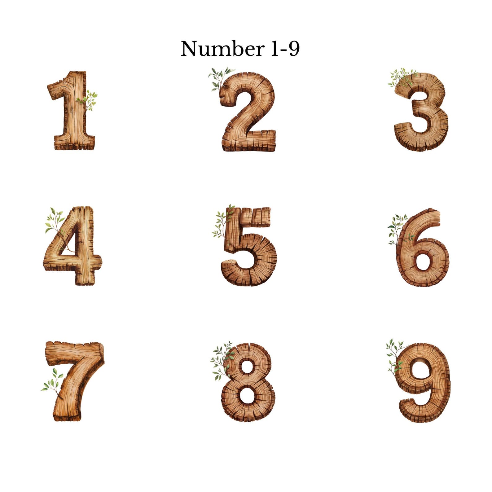 Rustic Wood Alphabet & Numbers Clip Art: Boho Woodland PNG (digital ...