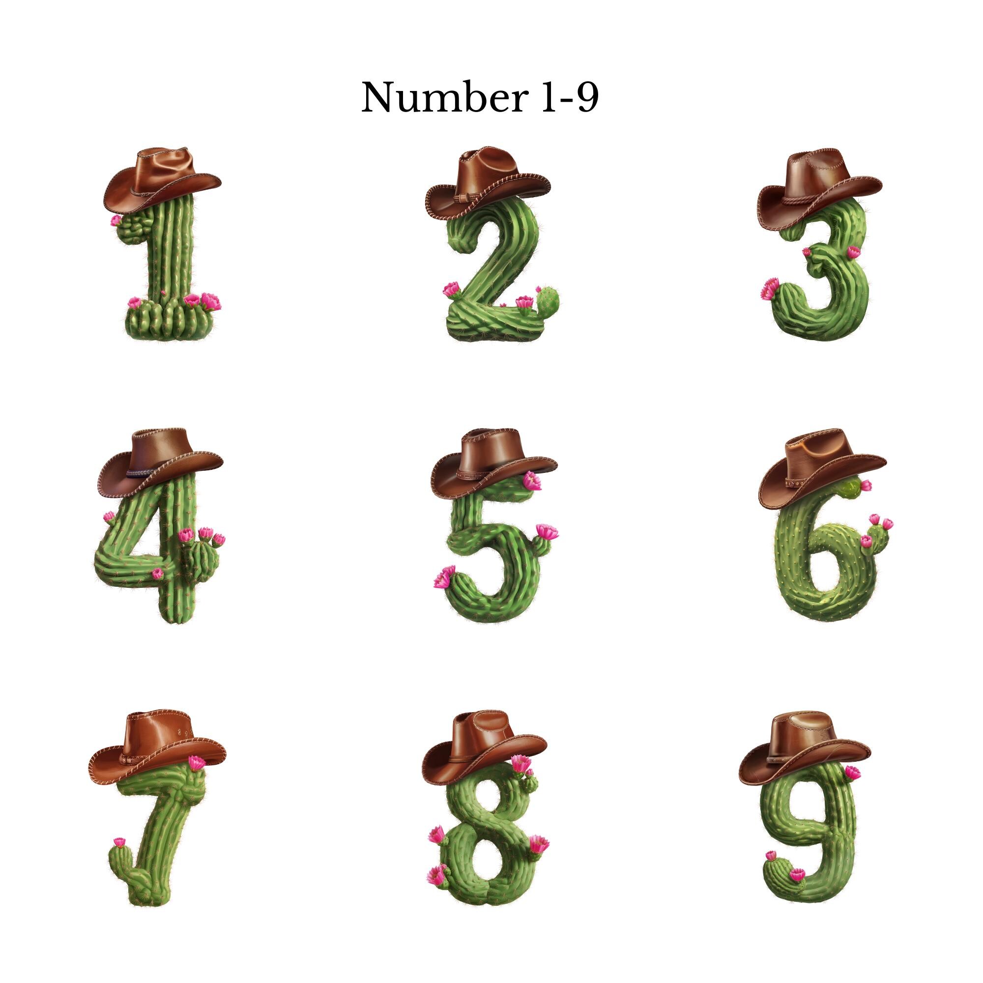 Cactus Cowboy Alphabet Clip Art A-Z & 0-9 | Western Theme PNG | 300 DPI ...