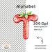 Strawberry Alphabet Clip Art: Fruit Letters, Numbers (PNG Digital ...
