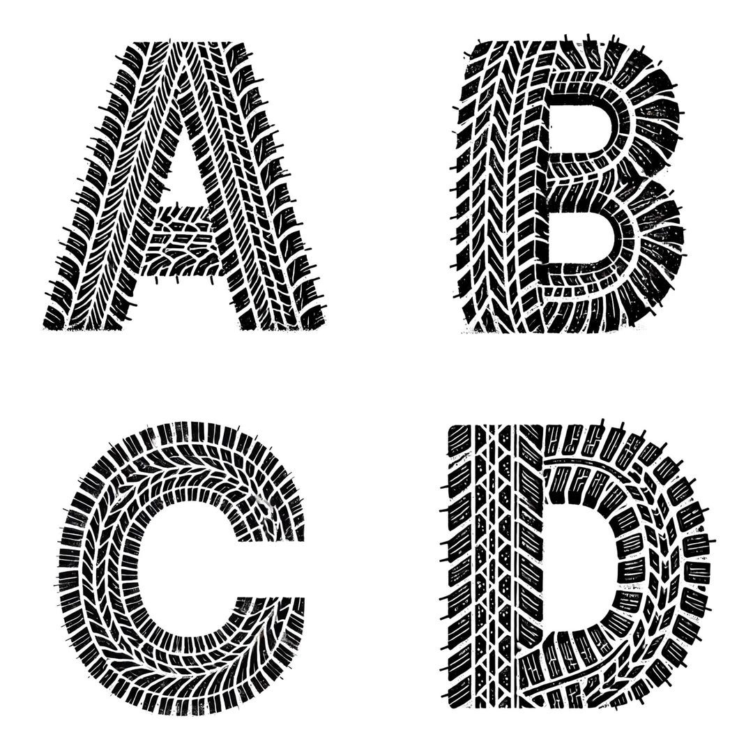 Tire Track Alphabet Clip Art: Distressed Red Texture (digital Download ...