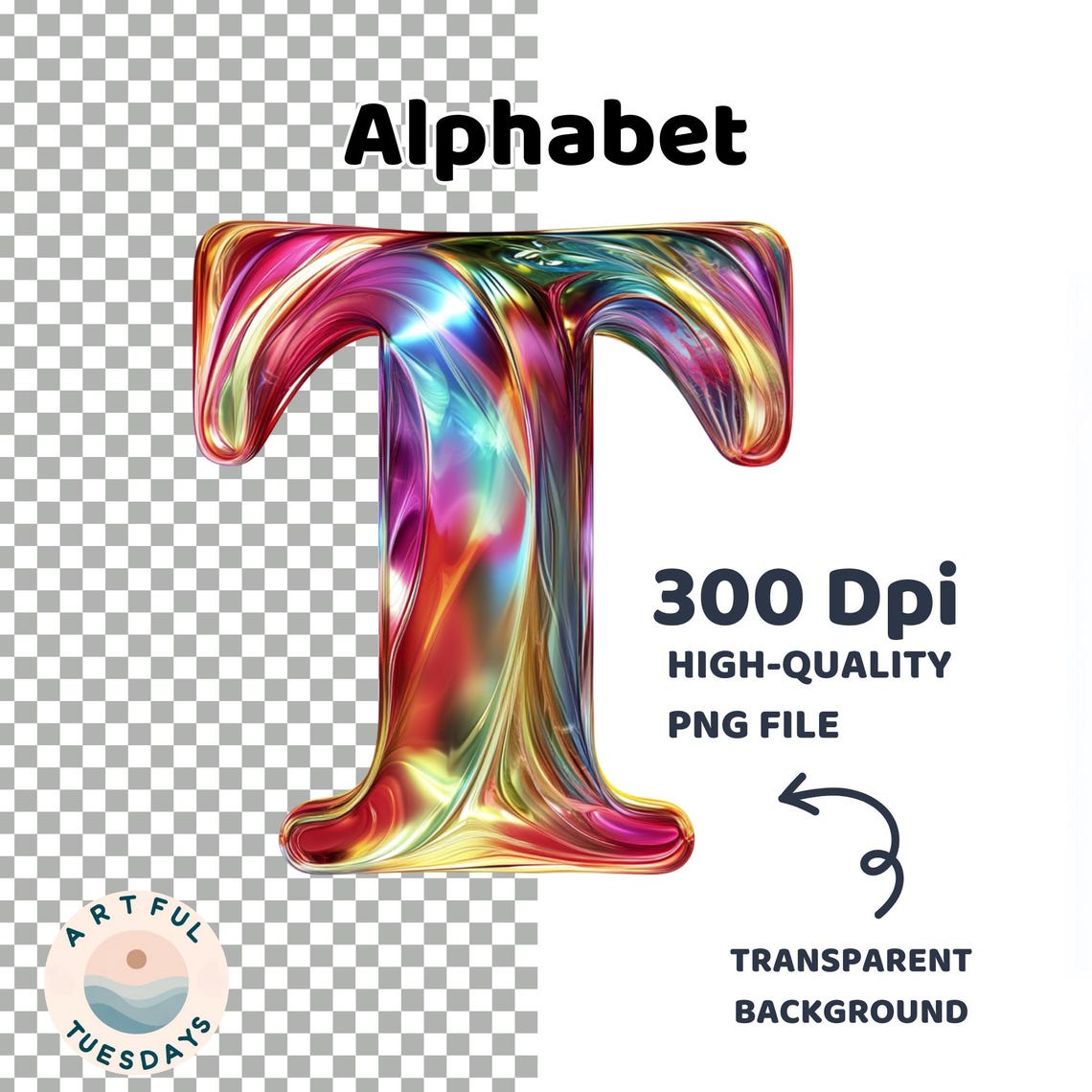 Swirly Rainbow Letter Clipart A-Z 1-9 | Colorful Alphabet PNG | 300 DPI ...