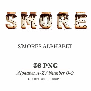 S'mores Alphabet Clipart: Chocolate Marshmallow Font (PNG Digital ...