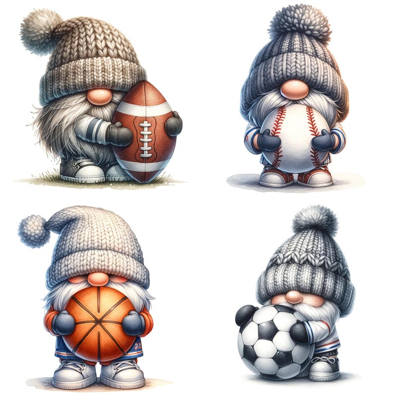 Sport Gnome Clipart - 300 DPI PNG, Transparent Background, Digital ...