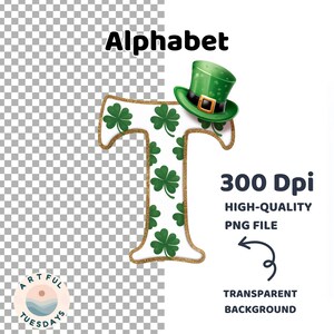 St. Patrick's Day Alphabet Clipart A-Z, Numbers 1-9, 300 DPI PNG ...