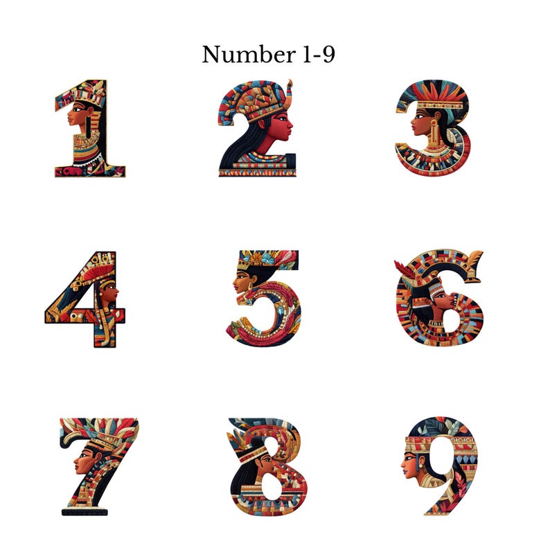 Egyptian Alphabet Clipart A-Z & Numbers 1-9, Digital PNG Letters ...