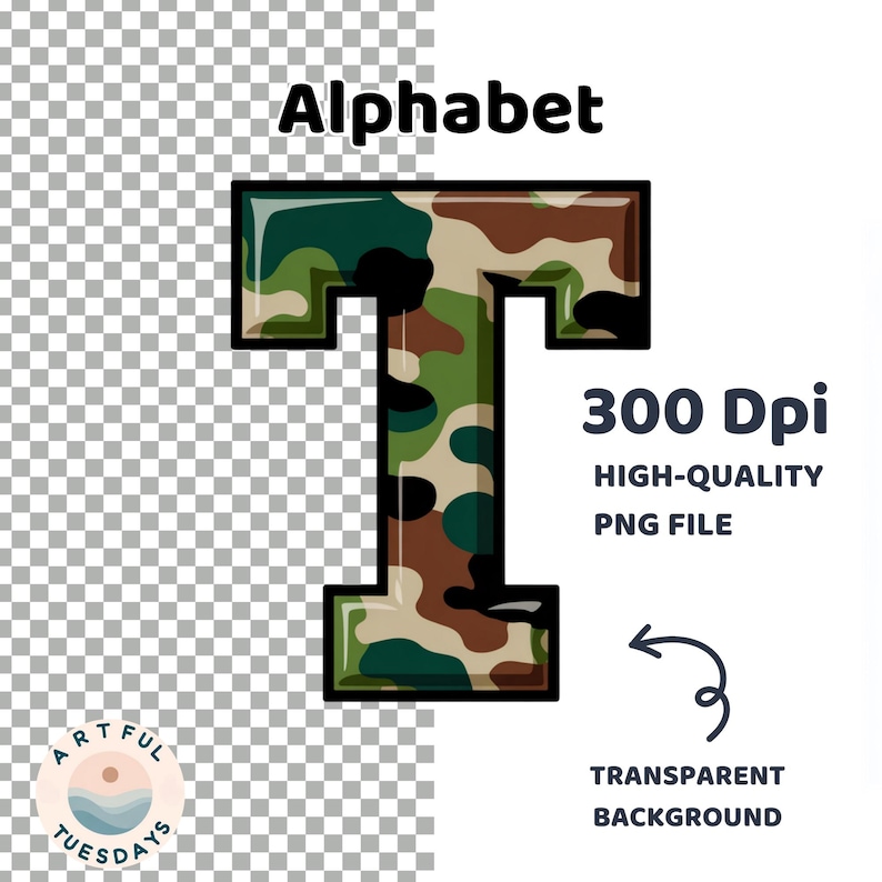 Camo Alphabet Clipart: Military Font PNG (digital Download) - Etsy