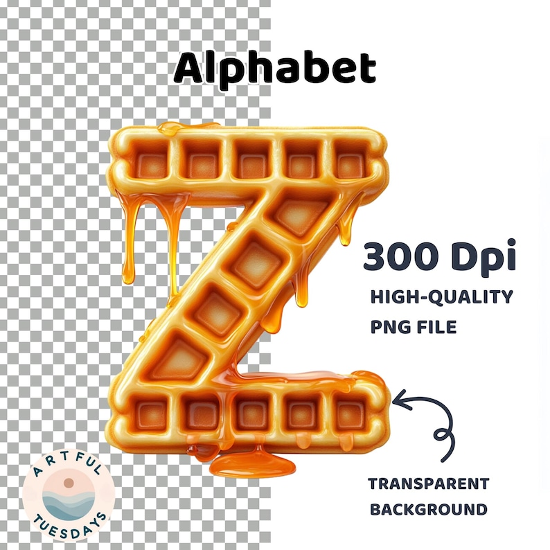 Waffle Alphabet Clipart: Honey Dripping Letters (digital Download) - Etsy