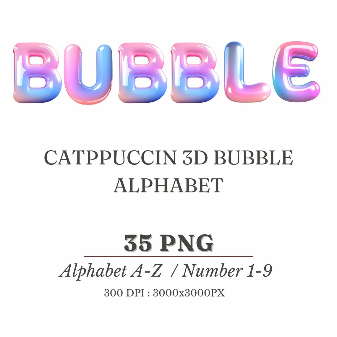 Bubble Gloss Alphabet A-Z & Numbers 1-9 PNG, 3D Gradient Glossy Letters ...