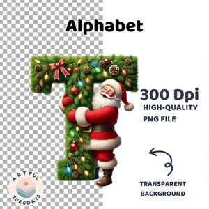 Christmas Alphabet Letters A-Z Numbers 0-9 Clipart | Santa Letters ...