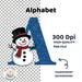 Blue Glitter Alphabet Clipart A-Z , 0-9 Snowman Design Christmas Clip ...