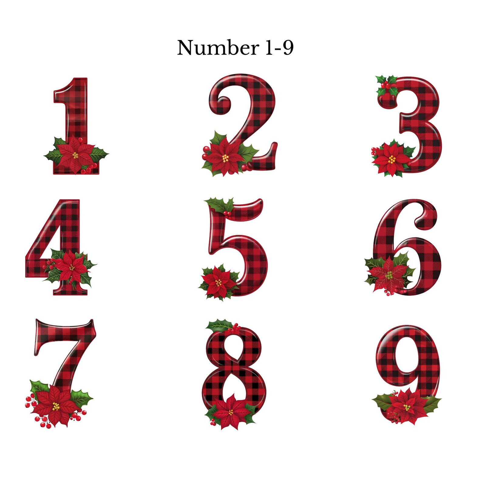 Red Buffalo Plaid Christmas Alphabet PNG: Holiday Clipart (digital ...