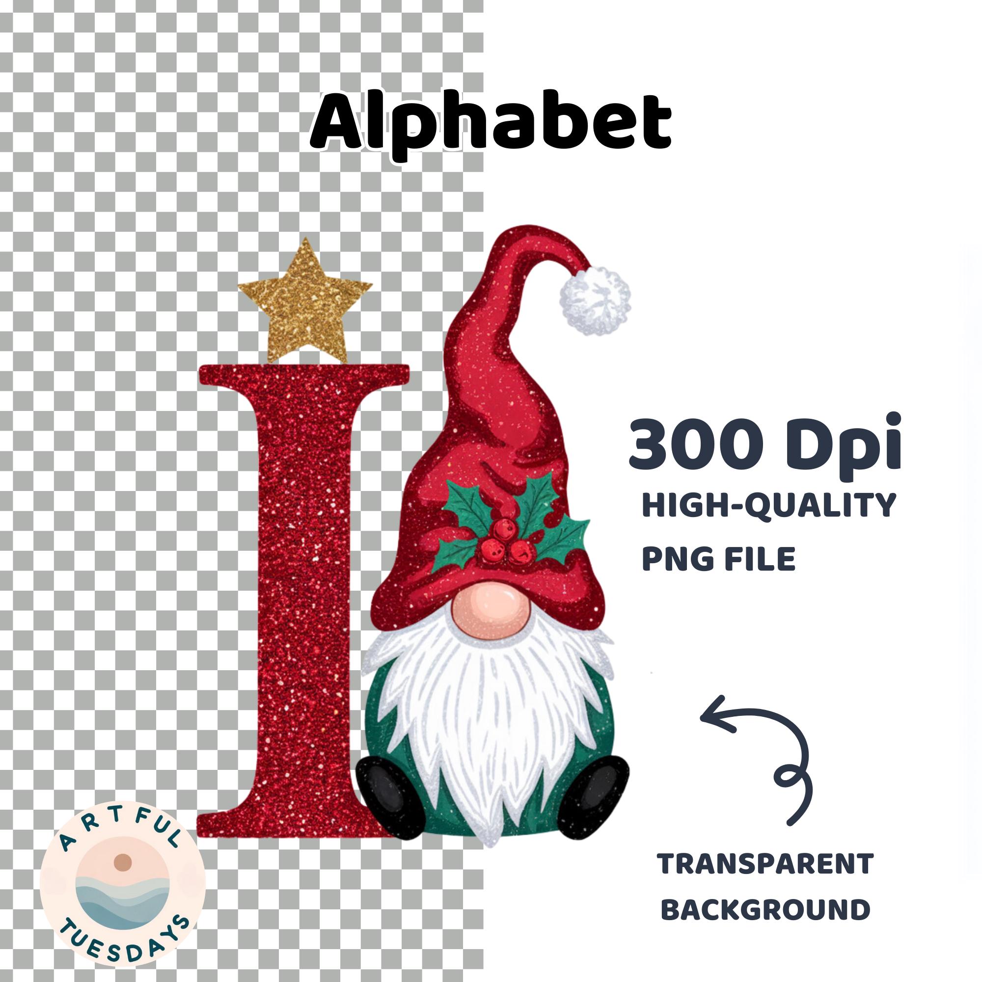Christmas Gnome Alphabet Clipart: Red Glitter Letters (digital Download ...