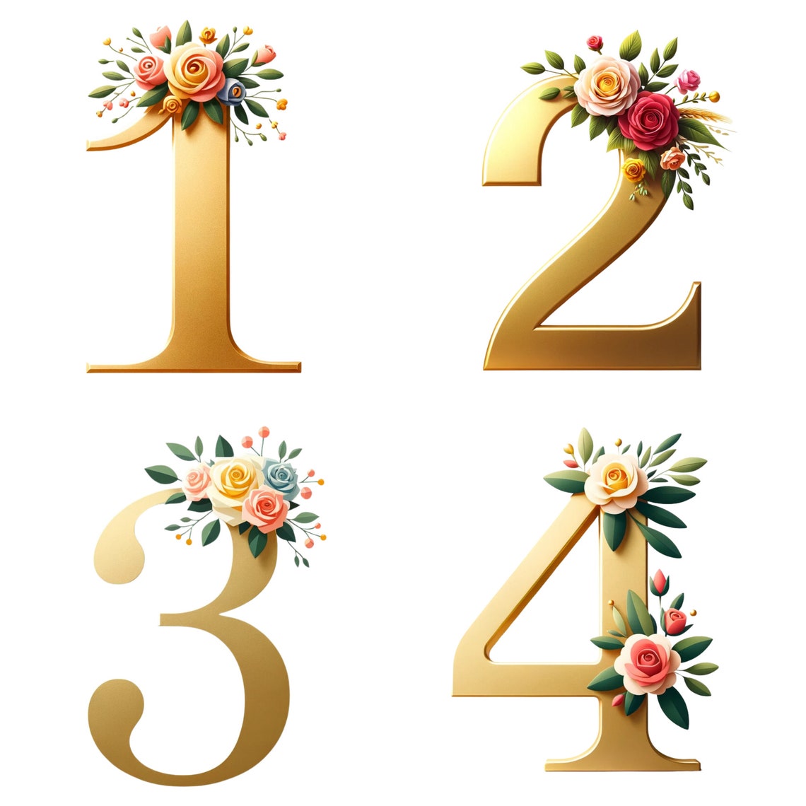 Elegant Gold Alphabet & Numbers PNG Set, Transparent Background ...