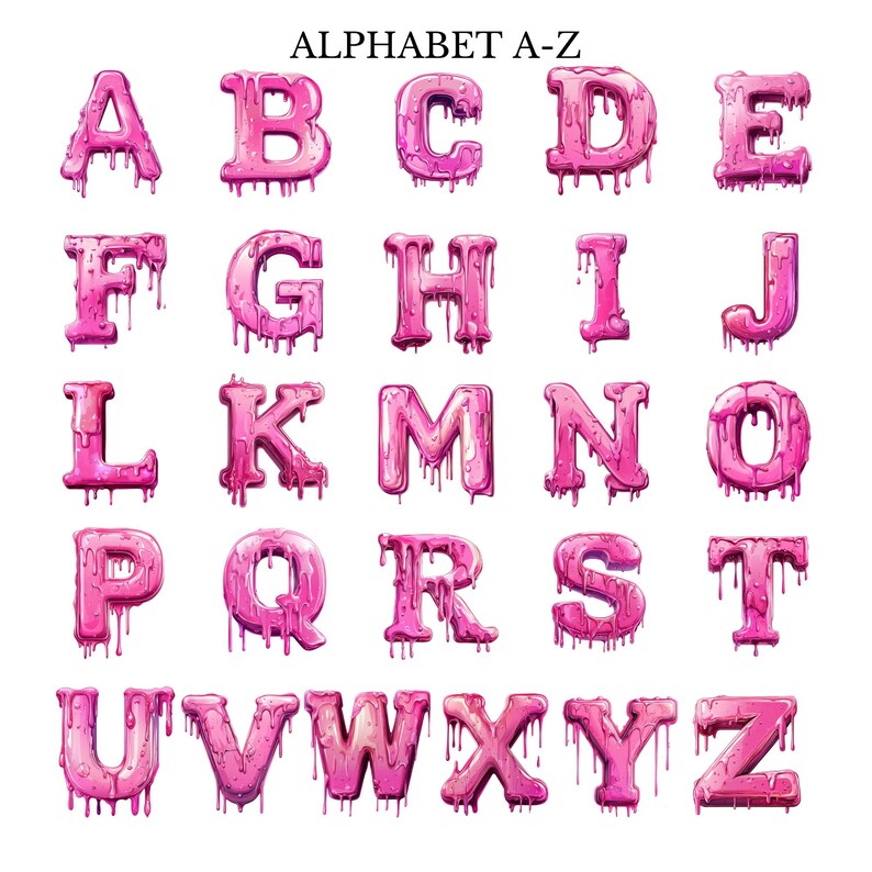 Pink Bubble Fat Letters A-Z Numbers 0-9 Clip Art, Pink & Magenta ...
