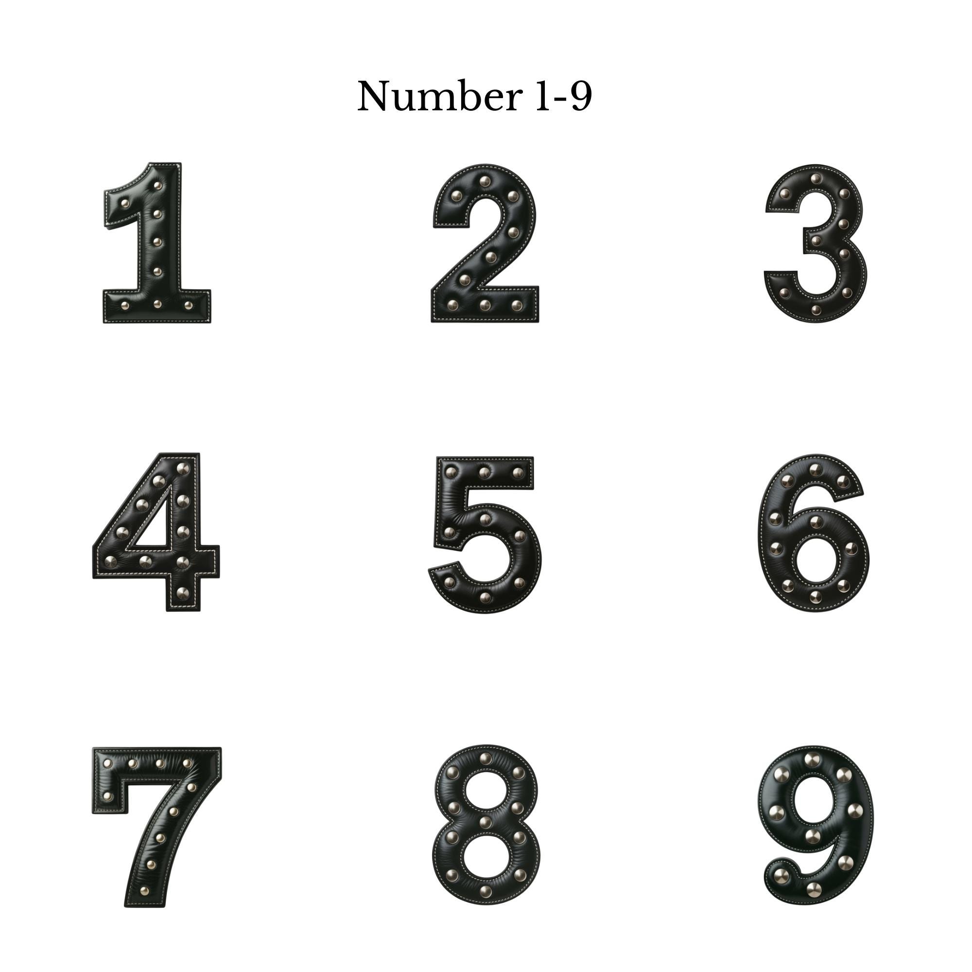 Studded Faux Leather Alphabet & Numbers: Rocker Font PNG (digital ...