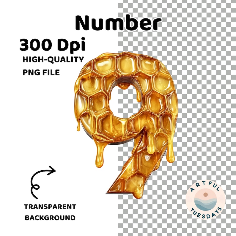 Honeycomb Alphabet A-Z & Numbers 1-9 Clipart, Dripping Honey Letter ...