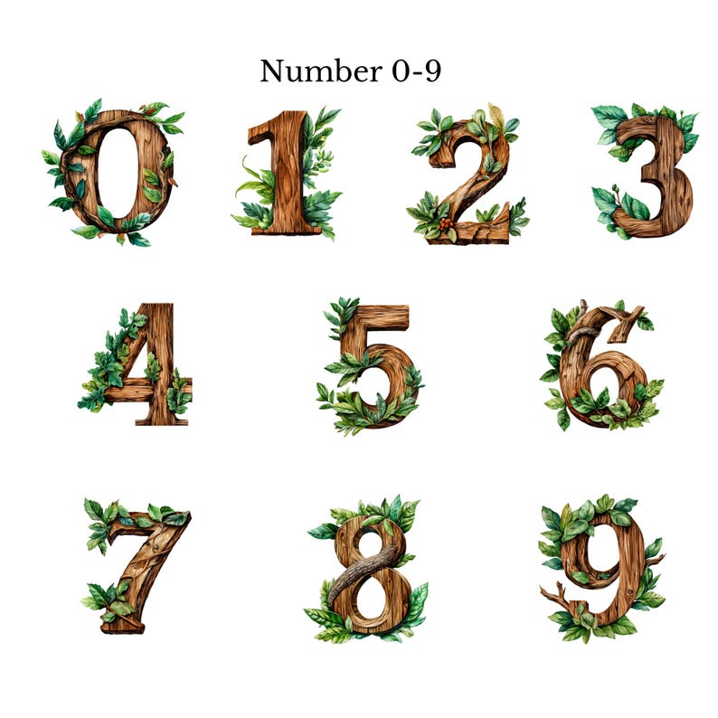 Woodland Alphabet Clipart: Rustic Wood Leaf Font (PNG Digital Download ...