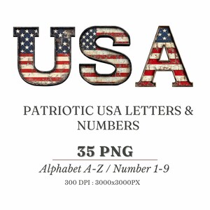 American Flag Alphabet Clipart: Distressed Metal PNG (digital Download ...