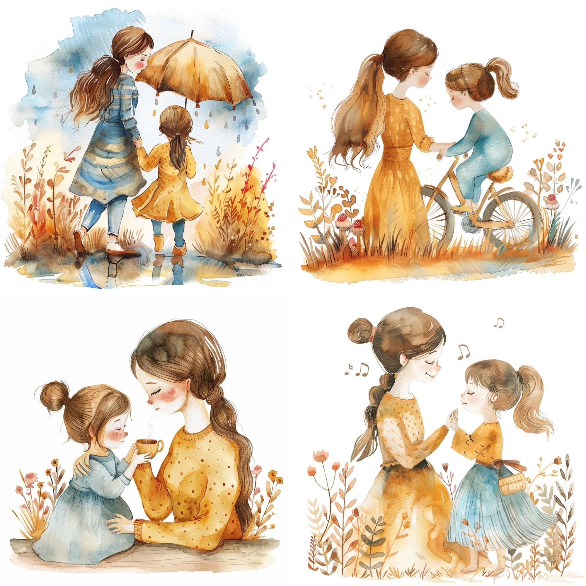 Watercolor Mother & Child Clipart: Hand-painted Bonding Moments ...
