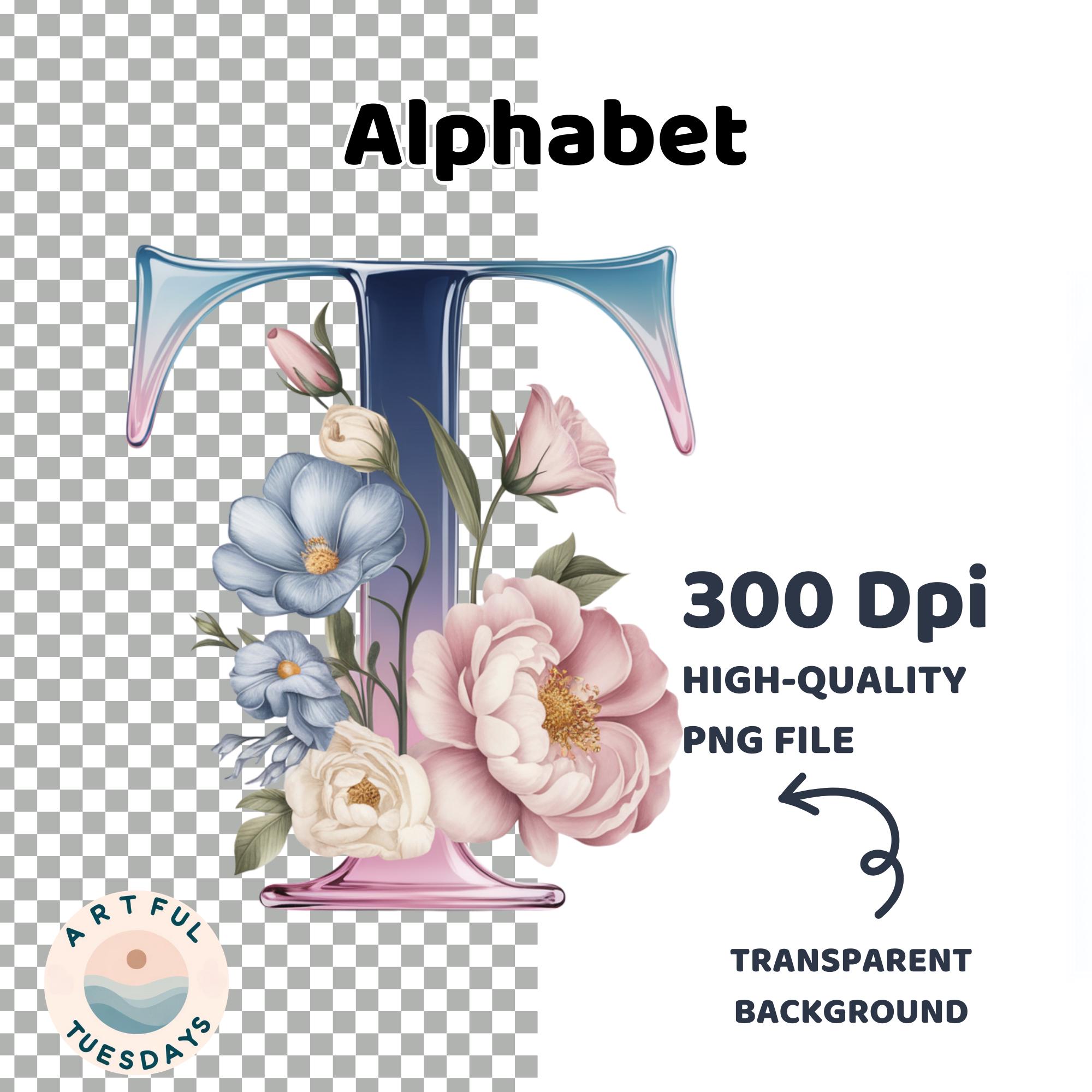 Pastel Floral Alphabet Clip Art: Elegant Flower Letters & Numbers (PNG ...