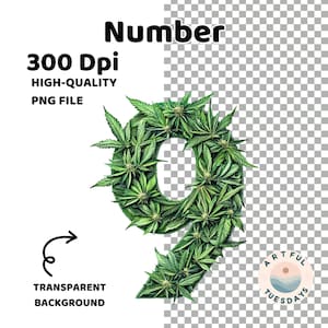 Marijuana Leaf Alphabet A-Z & Numbers 1-9 Clip Art, Cannabis Leaves ...