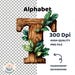 Woodland Alphabet Clipart: Rustic Wood Leaf Font (PNG Digital Download ...