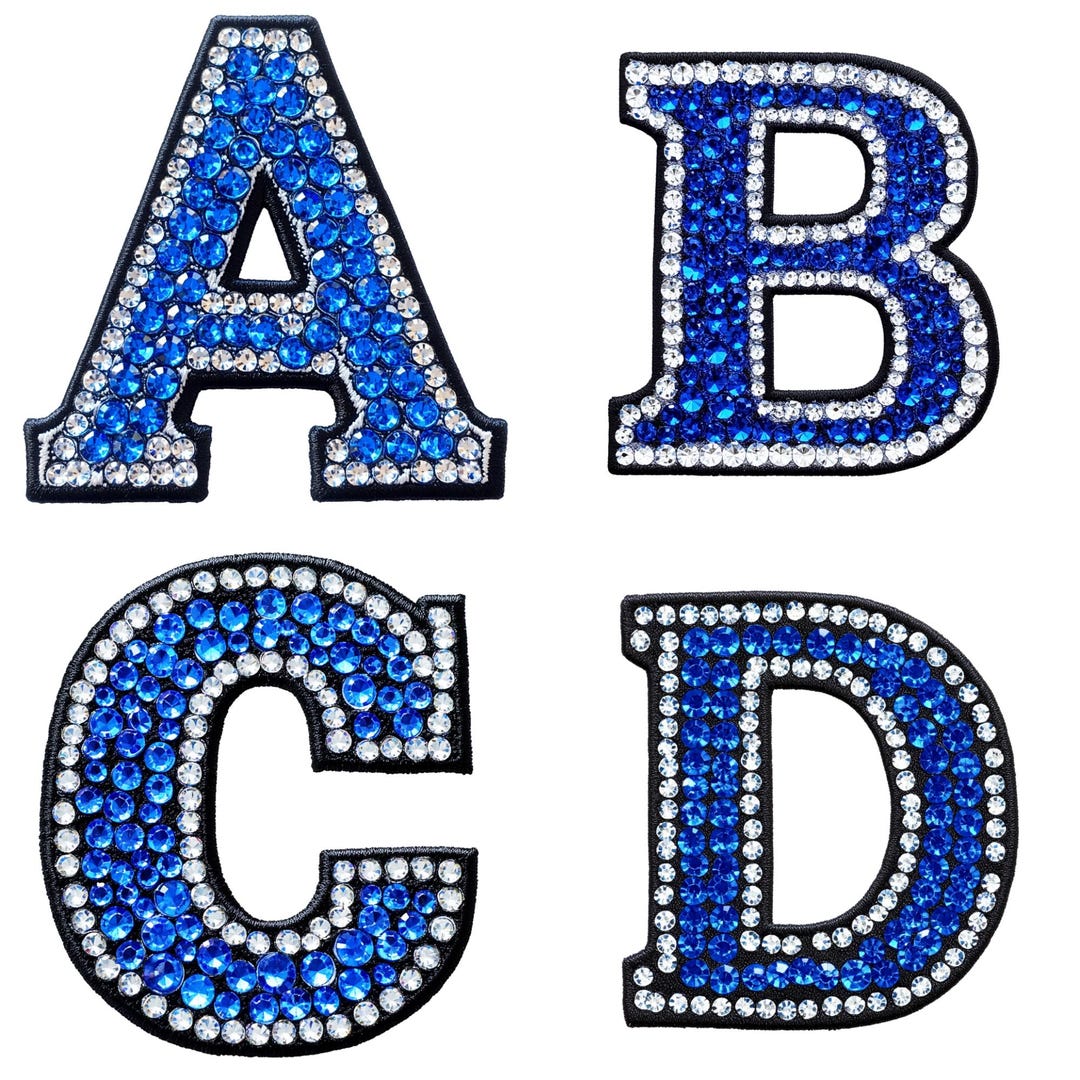 Blue Rhinestone Alphabet & Numbers Clip Art: Glitter Font (digital ...