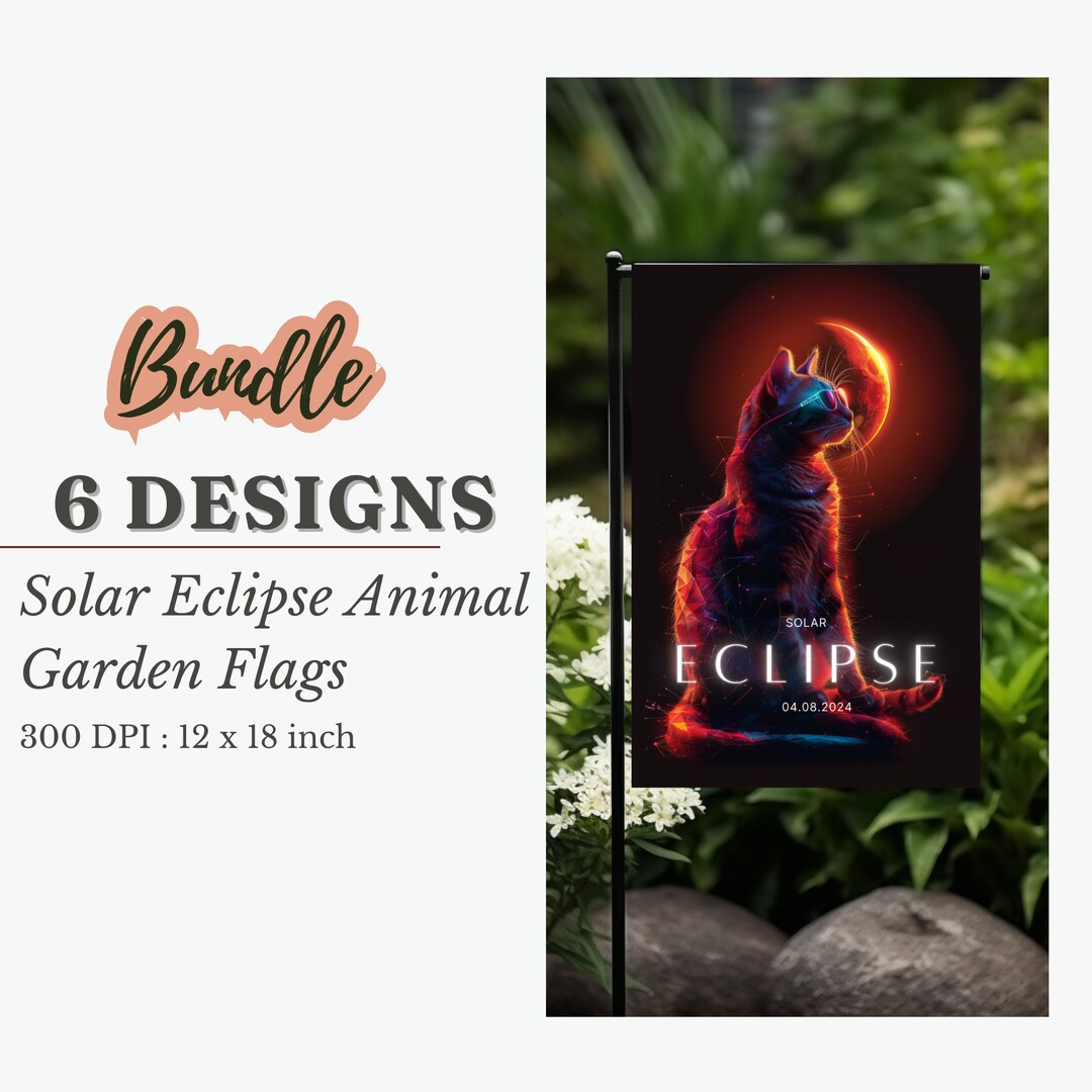 Digital Bundle: Solar Eclipse Animal Flags Cat, Dog, Fox, Panda, Owl ...