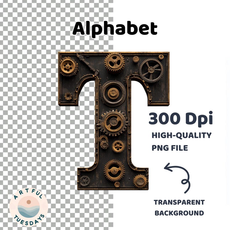 Steampunk Alphabet & Numbers Clip Art A-Z, 0-9 | 300 DPI PNG ...