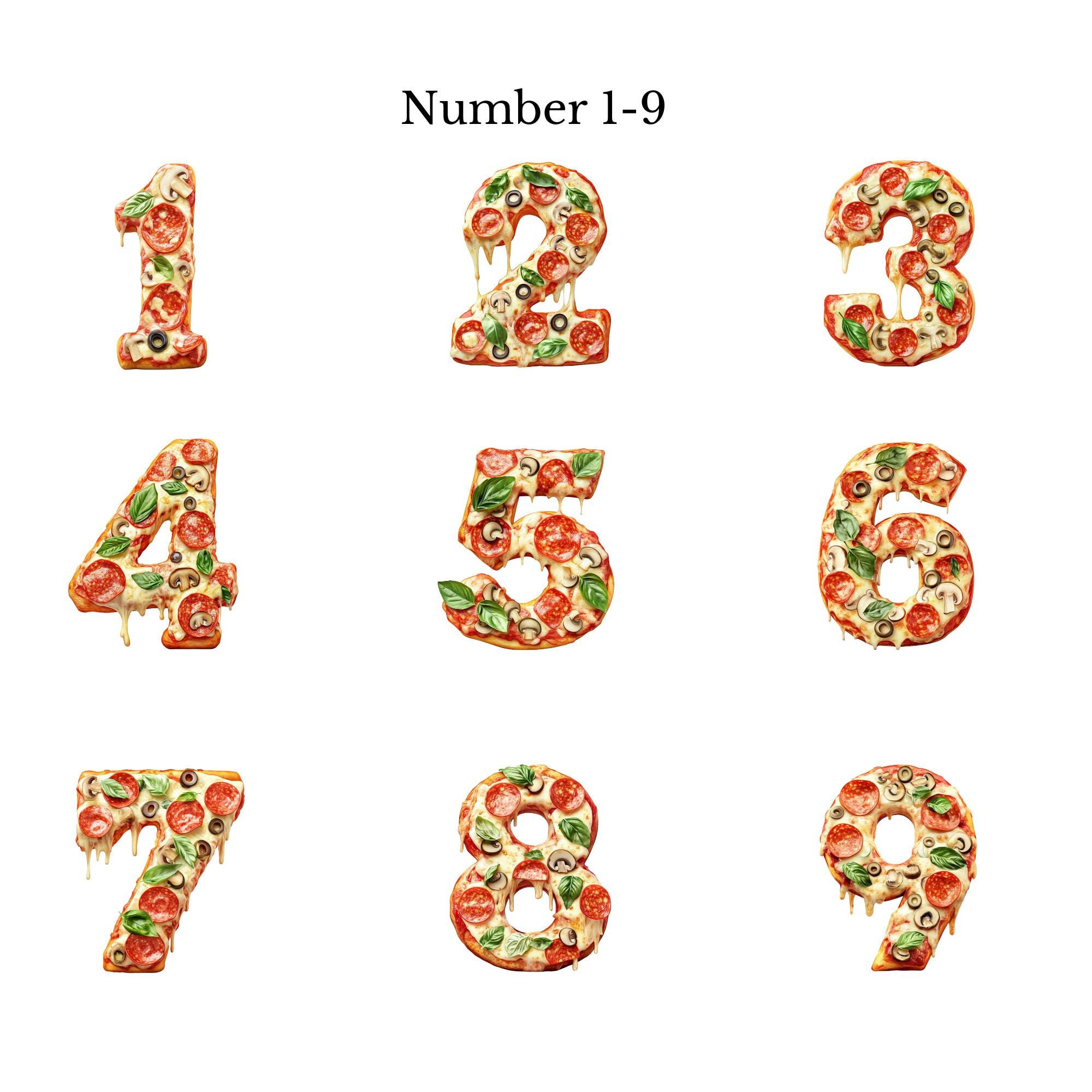 Pizza Alphabet Clipart: A-Z, 1-9 Transparent PNG (digital Download) - Etsy