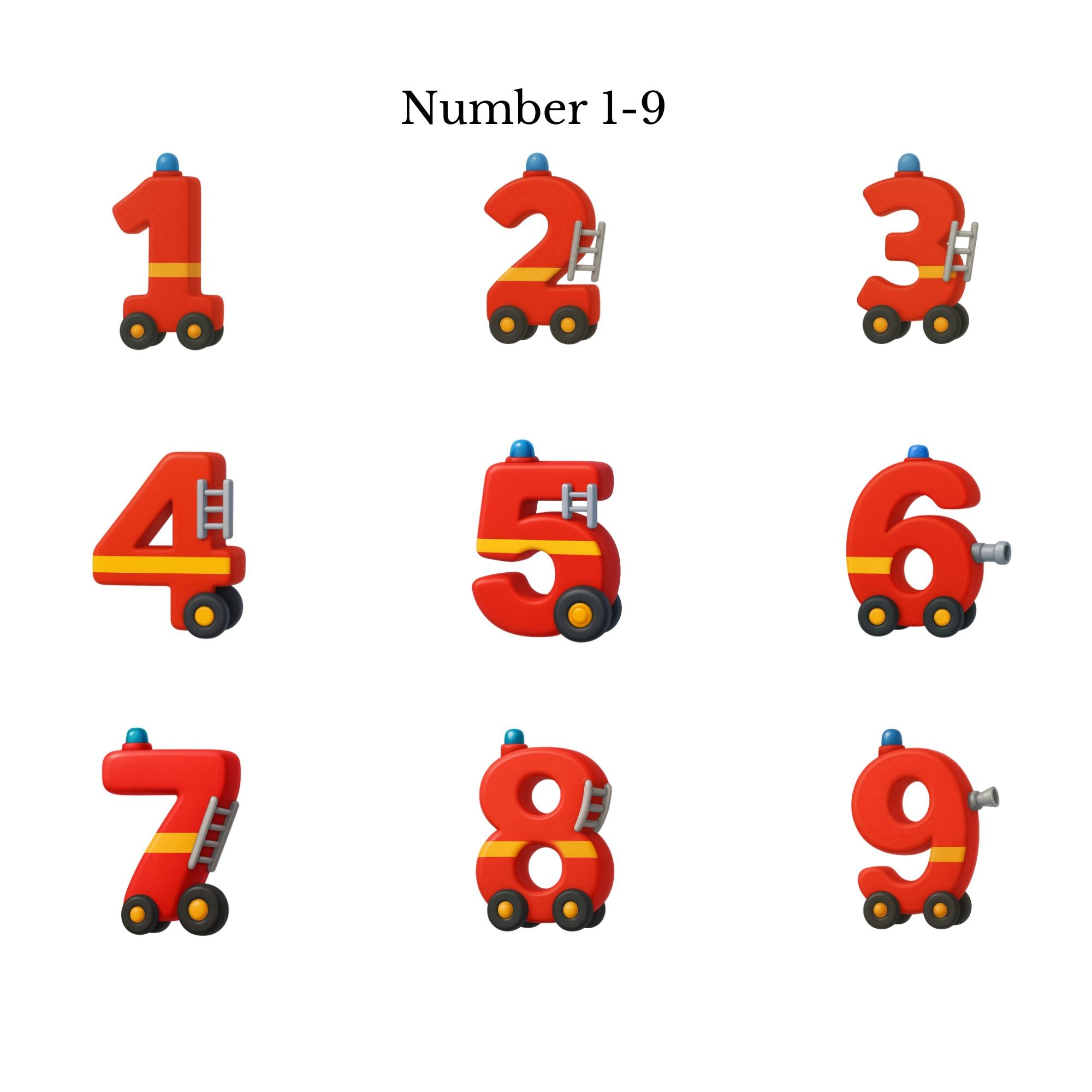 Fire Truck Alphabet: A-Z & 1-9 PNG, Firefighter Theme (digital Download ...