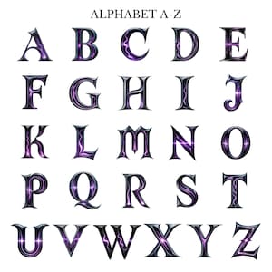 Dark Fantasy Electric Alphabet A-Z 0-9 PNG | Gothic Magic Letters, 300 ...