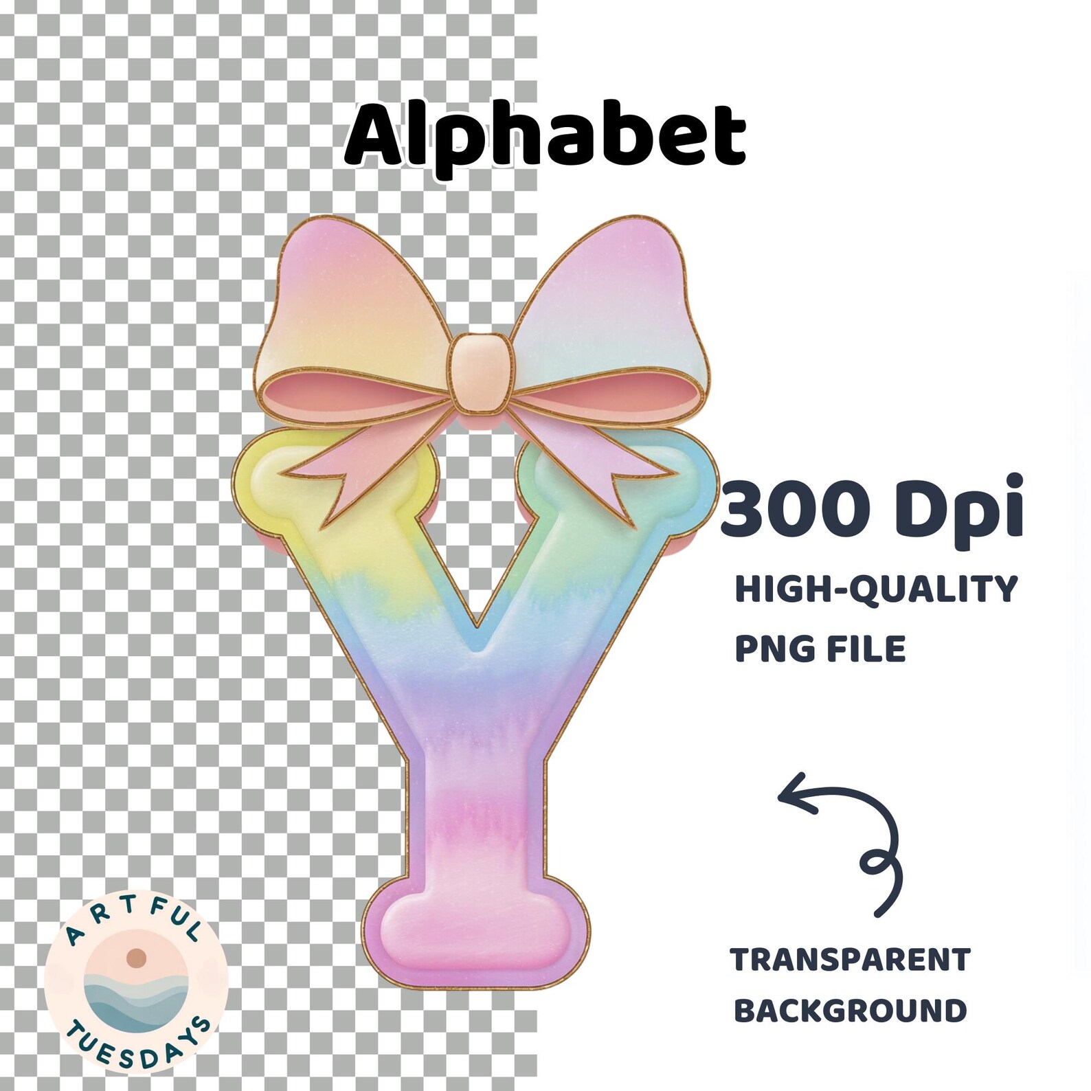 Pastel Rainbow Alphabet A-Z Numbers 1-9 Clipart | 300 DPI PNG | Cute ...