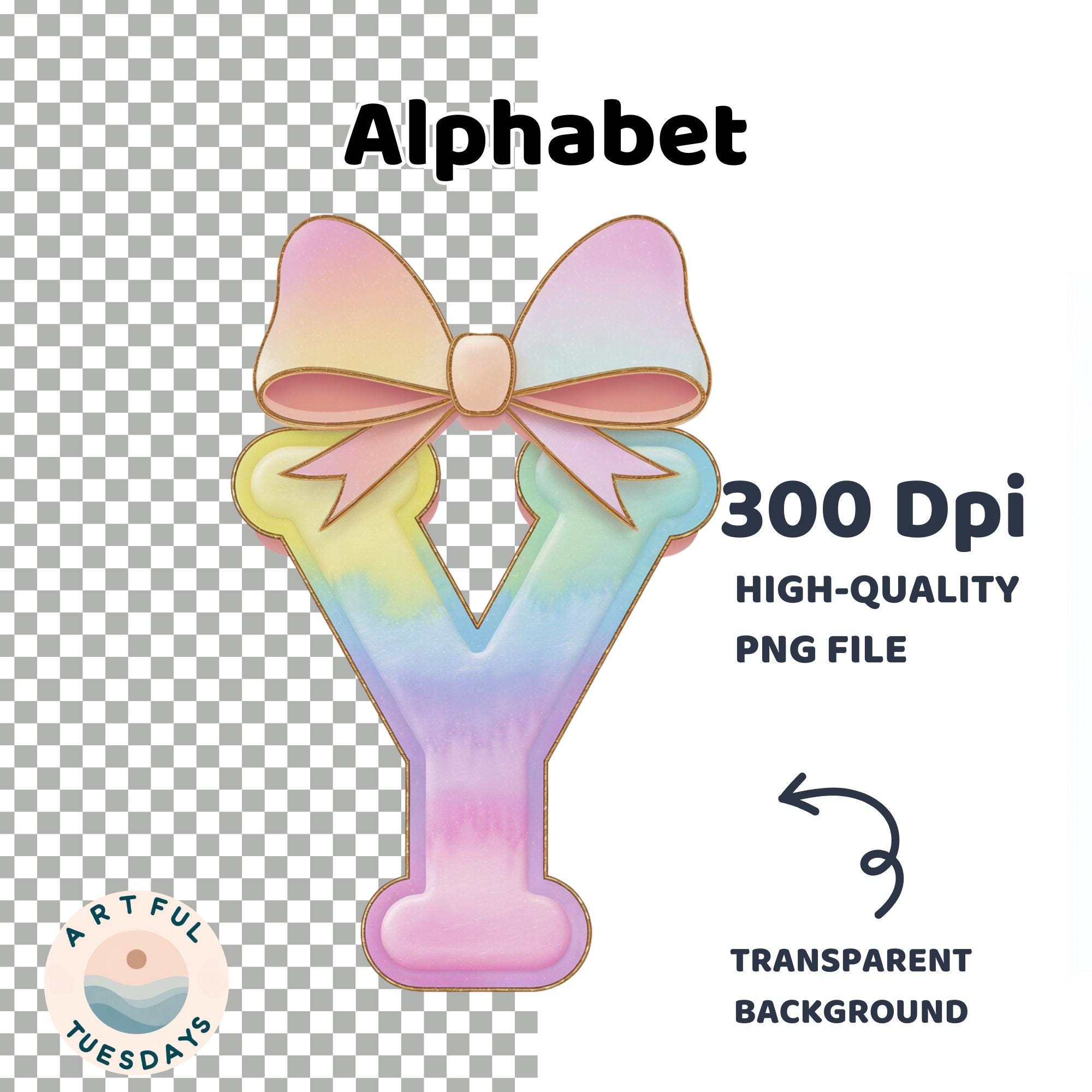 Pastel Rainbow Alphabet A-Z Numbers 1-9 Clipart | 300 DPI PNG | Cute ...
