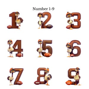 Football Ostrich Alphabet PNG, Sport Letter Clipart A-Z, Numbers 1-9 ...