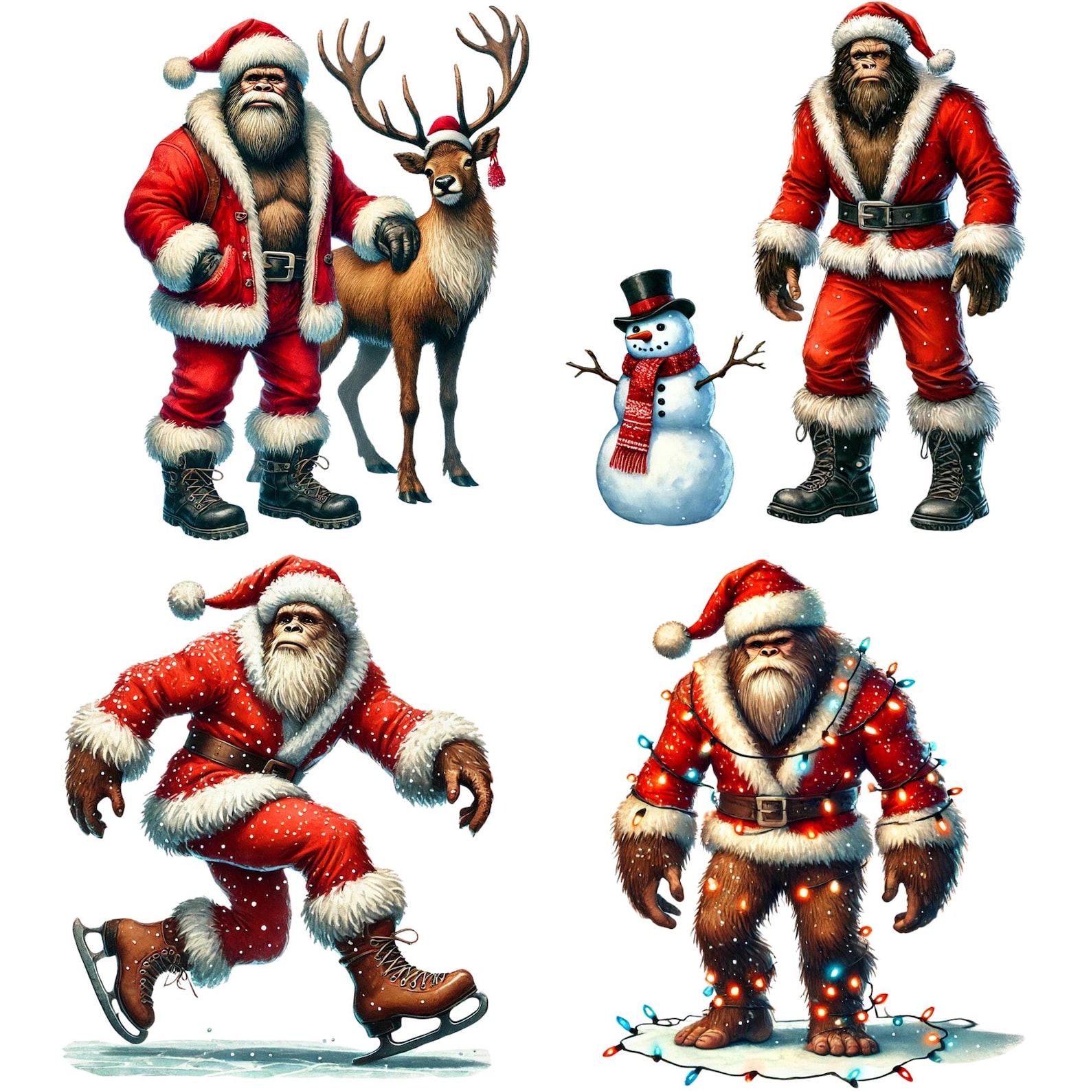 Santa Bigfoot PNG: Christmas Sasquatch Clipart (digital Download) - Etsy