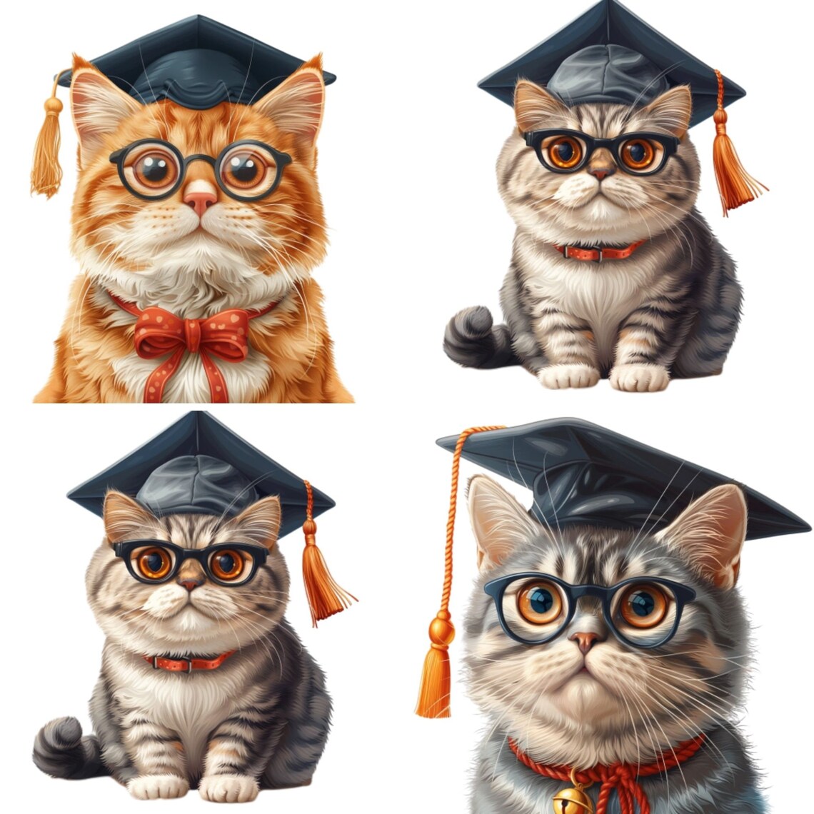 Graduated Cats Clipart: Academic Cat Breeds PNG (digital Download) - Etsy