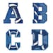 Blue Football Alphabet & Numbers: Glitter Faux Stitch PNG Clip Art ...