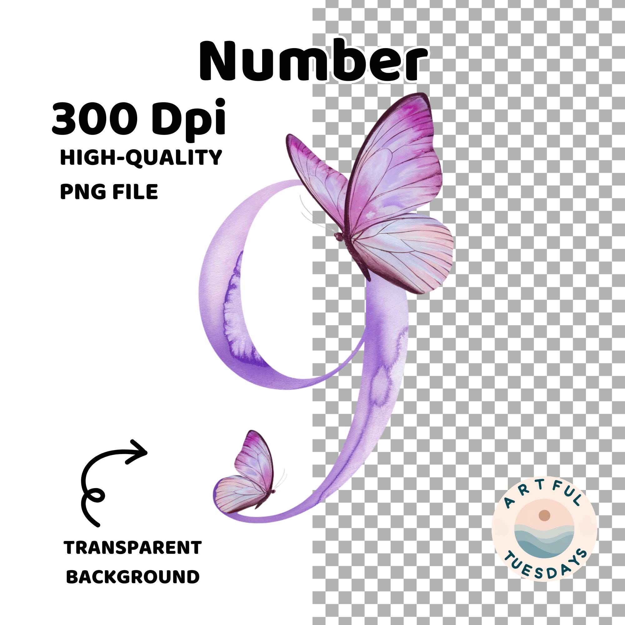 Purple Butterfly Alphabet Clipart: Watercolor Letters & Numbers ...