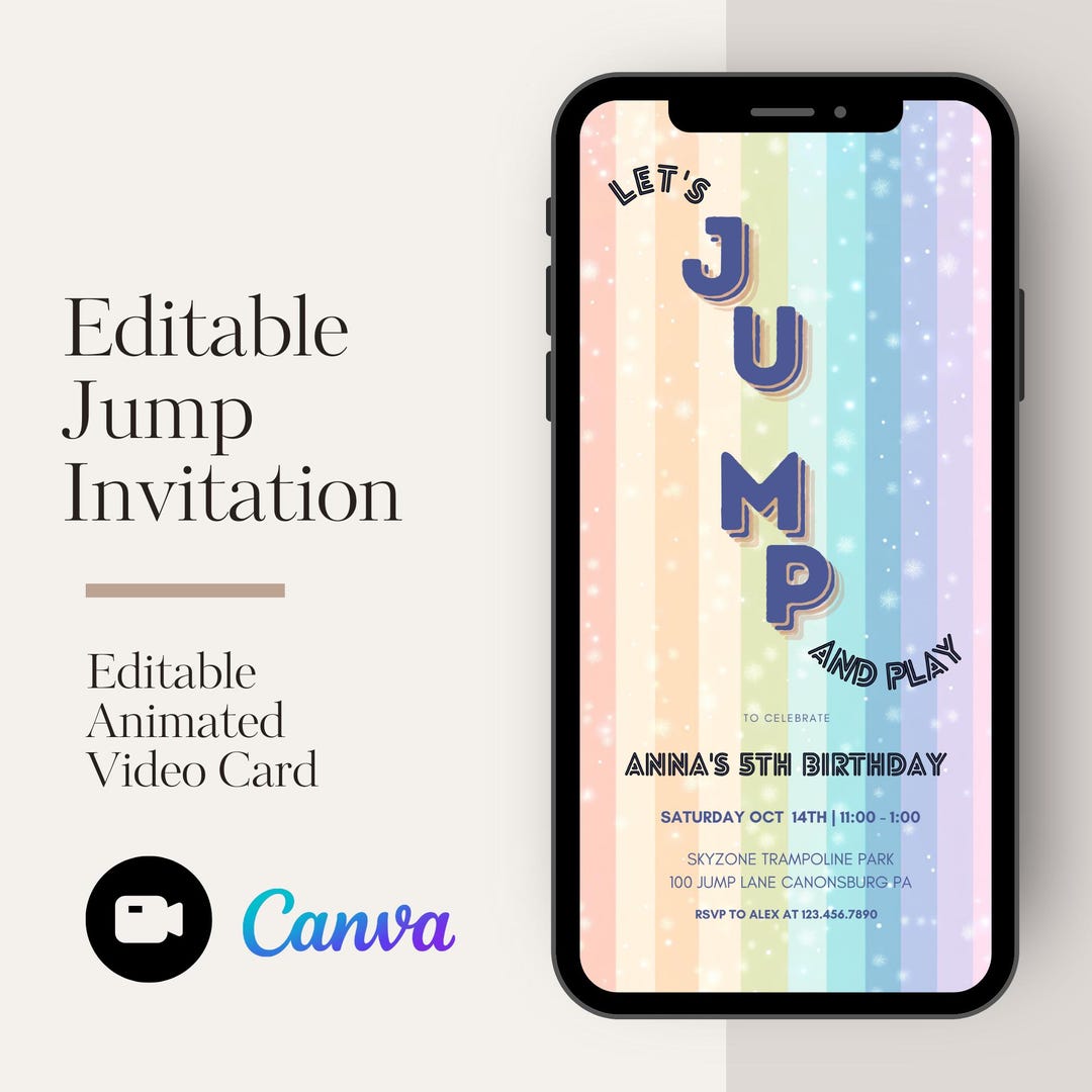 Editable Jump Invitation | Trampoline Party Invite | Jump Birthday ...