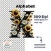 Sunflower & Daisy Alphabet and Numbers PNG Set With Commercial License ...