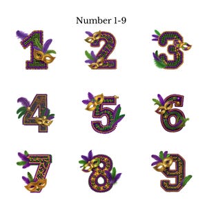 Mardi Gras Alphabet Clipart A-Z & Numbers 1-9 | 300 DPI PNG | New ...