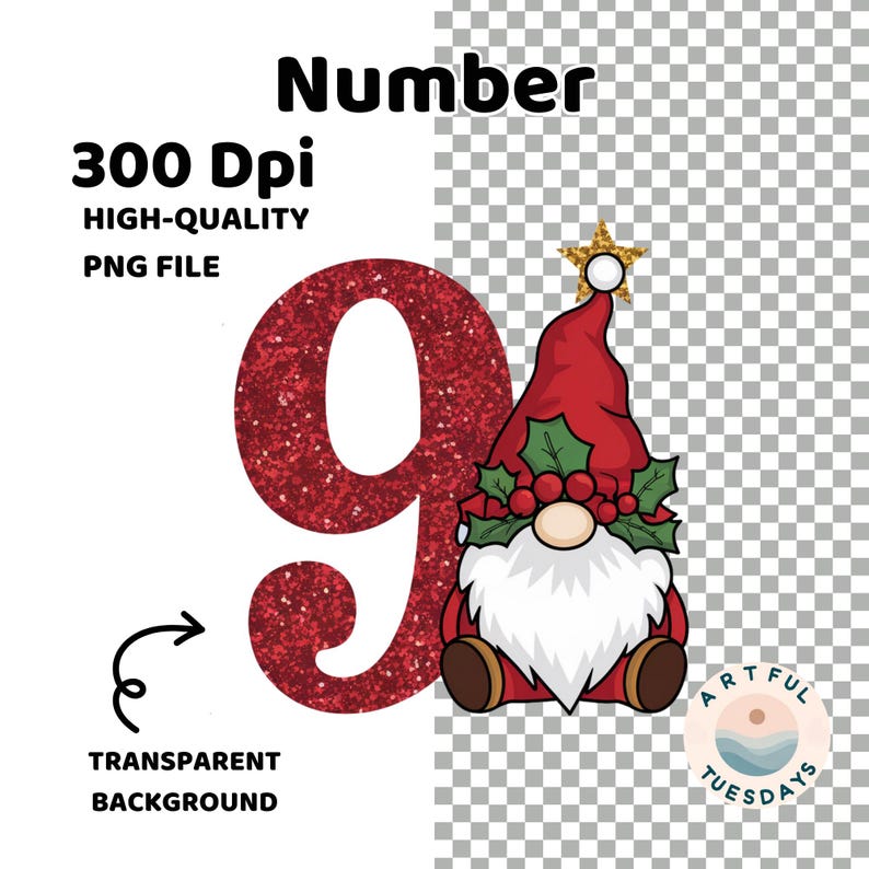 Christmas Gnome Alphabet Clipart: Red Glitter Letters (digital Download ...
