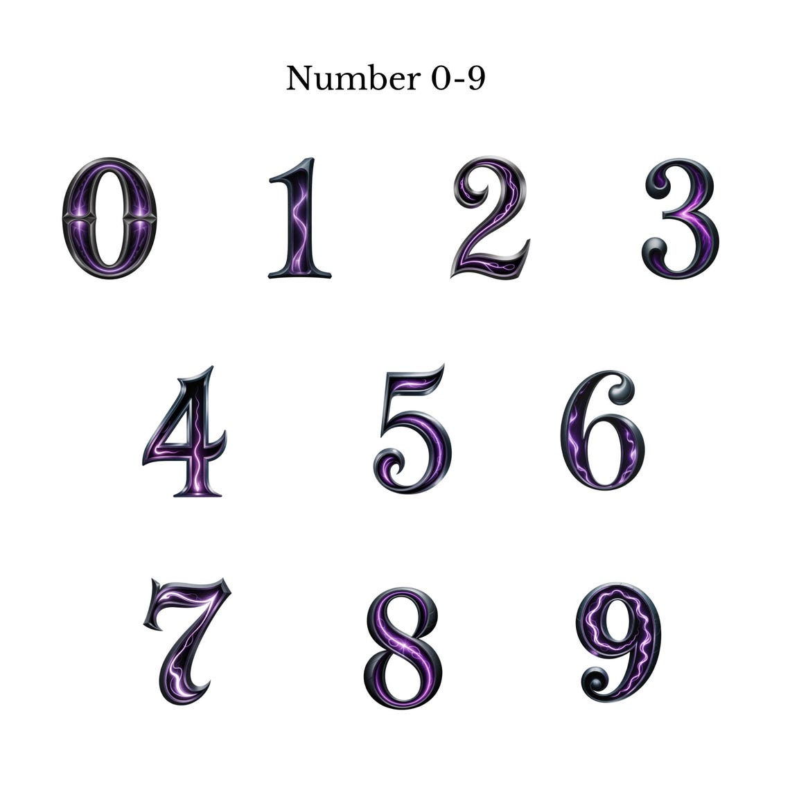 Dark Fantasy Electric Alphabet A-Z 0-9 PNG | Gothic Magic Letters, 300 ...