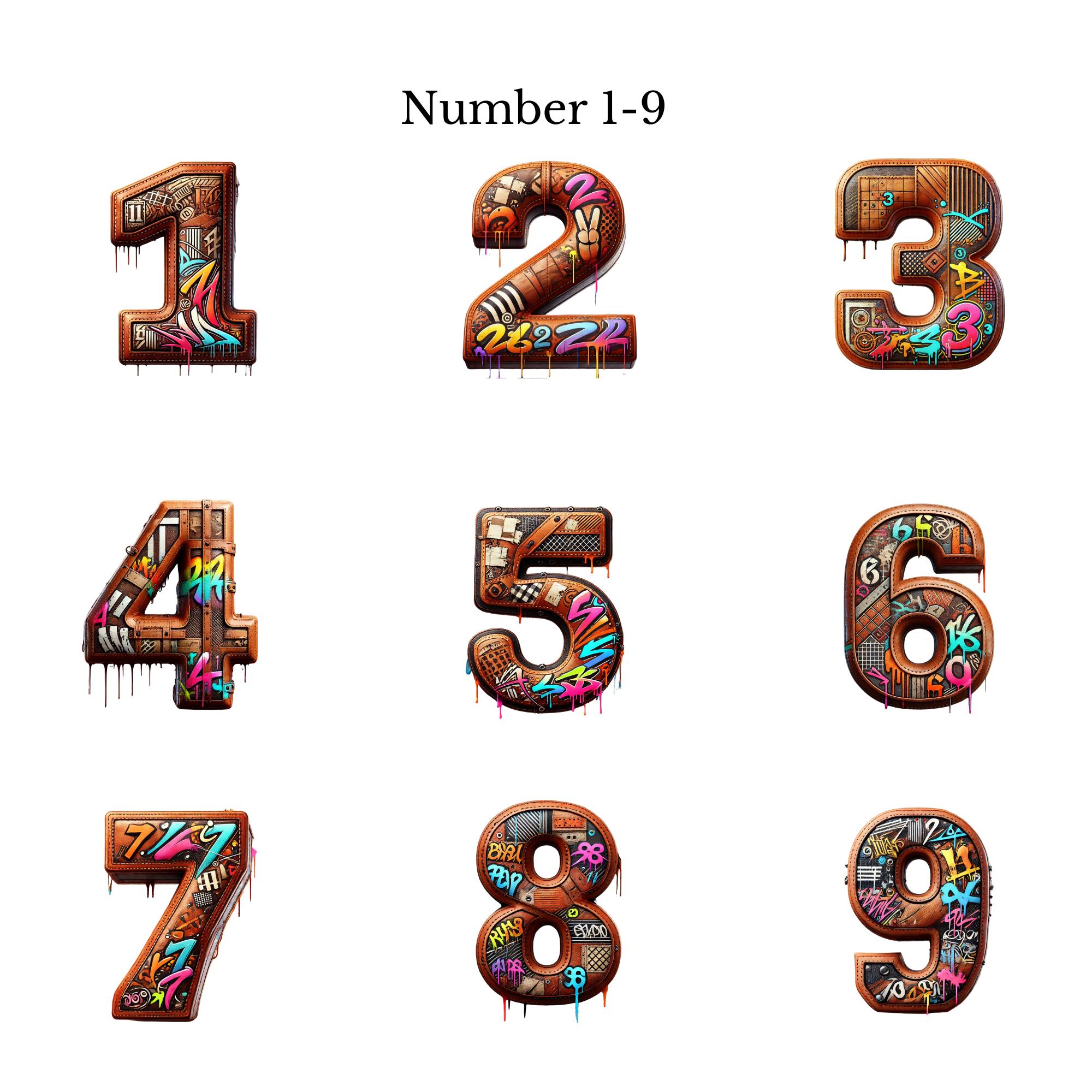Graffiti Leather Alphabet Letters & Numbers Clipart, Dripping Hip Hop ...