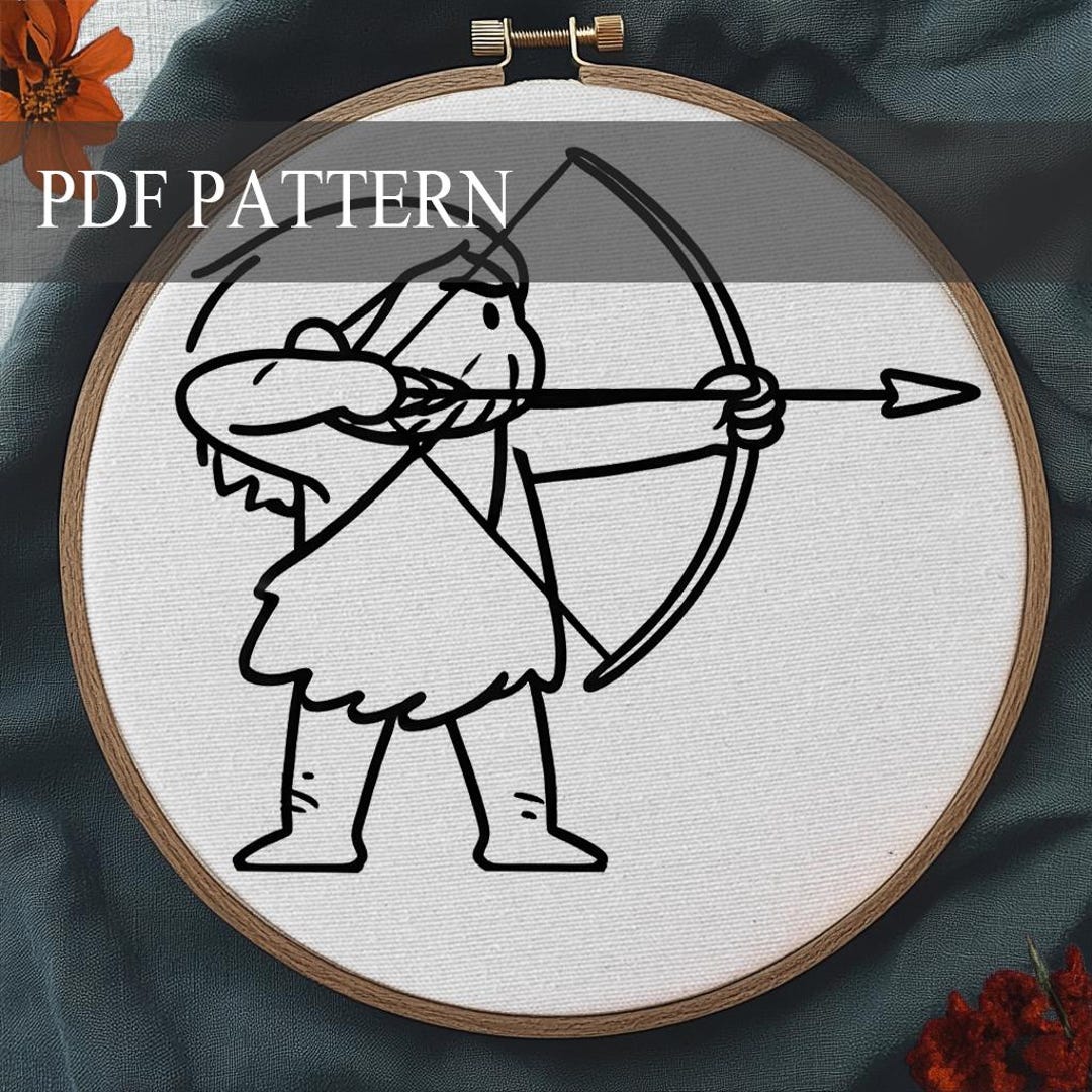 EASY Caveman Drawing a Bow and Shooting Printable Pattern, Hand ...